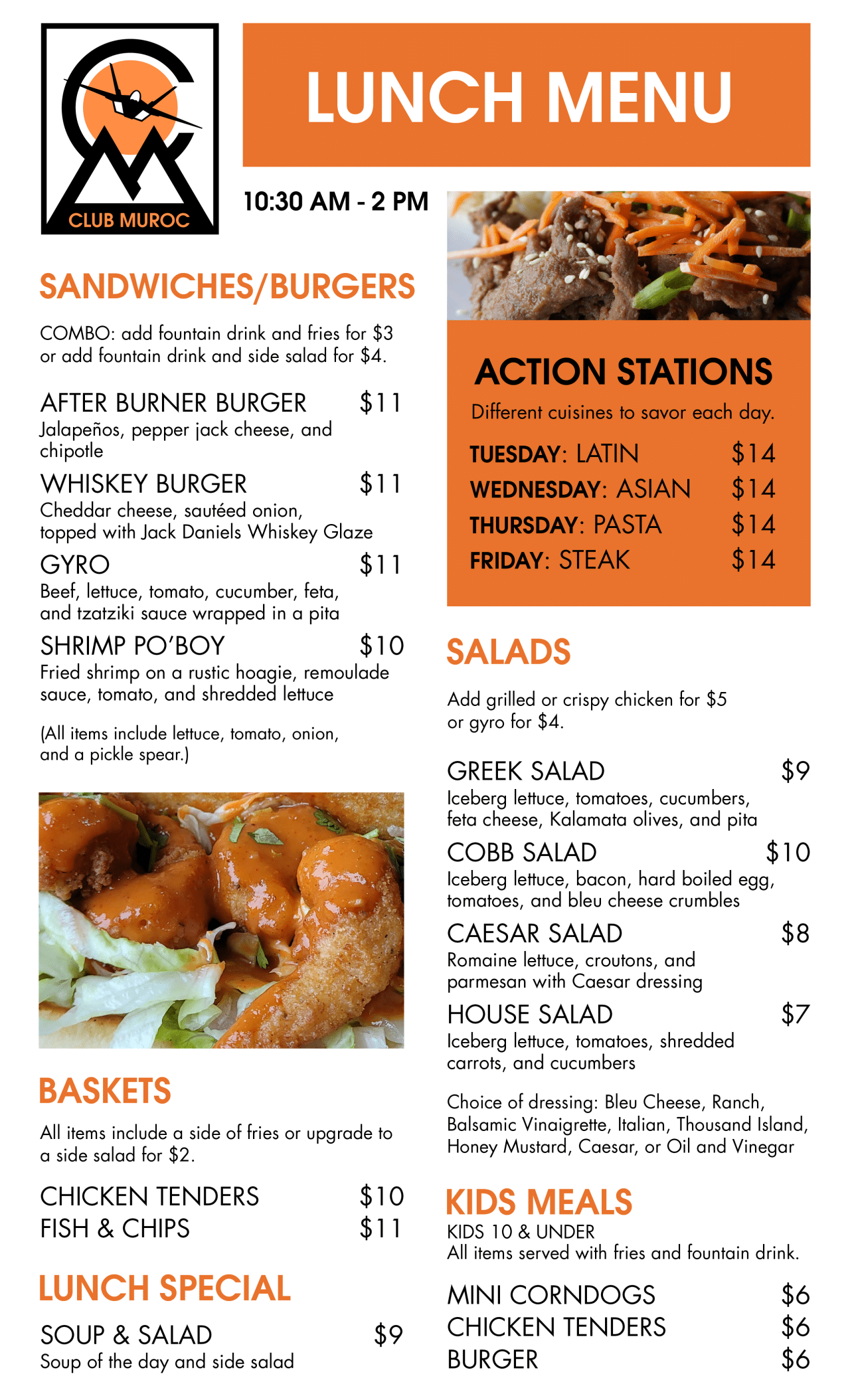 Club Muroc Menu | 412th Force Support Squadron