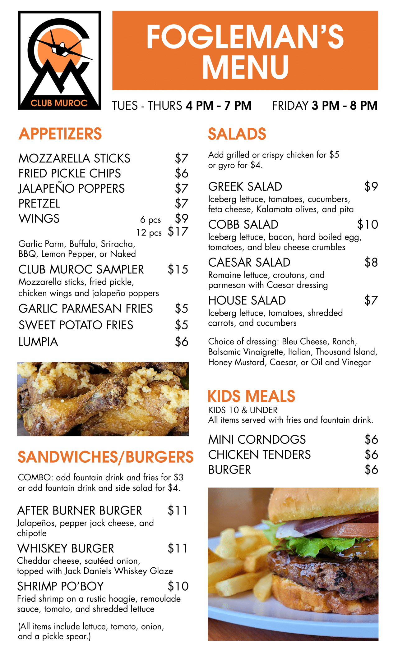 Club Muroc Menu | 412th Force Support Squadron
